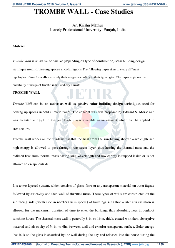 (PDF) TROMBE WALL - Case Studies