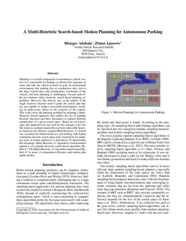 (PDF) A Multi-Heuristic Search-based Motion Planning for Autonomous Parking