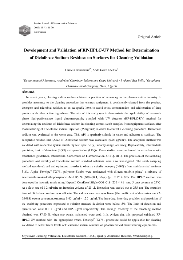 (PDF) Development and Validation of RP-HPLC-UV Method for Determination of Diclofenac Sodium ...