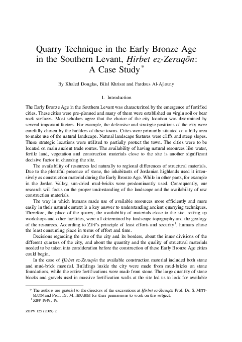 (PDF) Quarry Technique in the Early Bronze Age in the Southern Levant ...