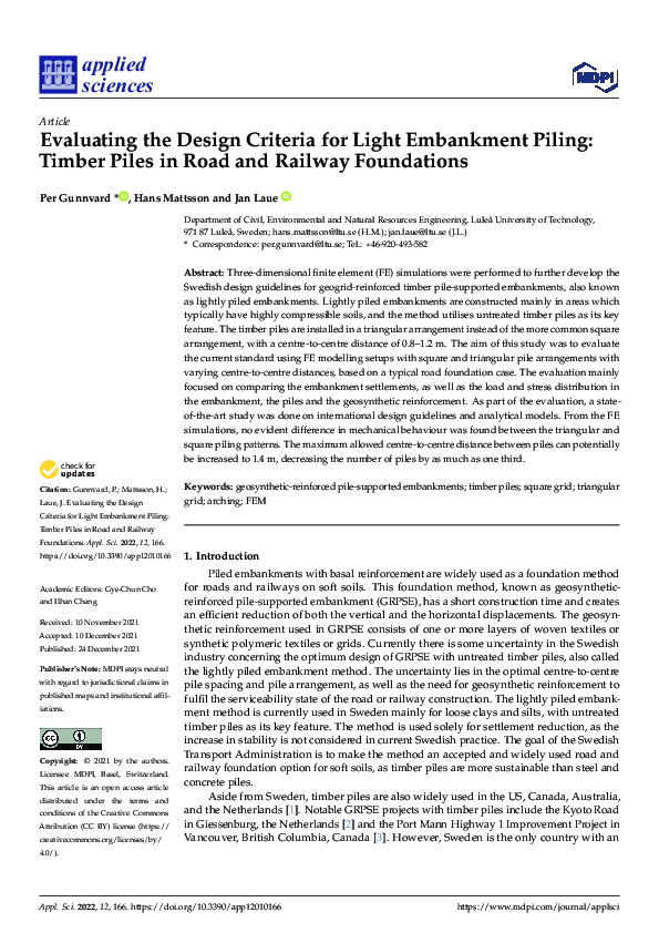 (PDF) Evaluation of triangular pile arrangement through a numerical ...