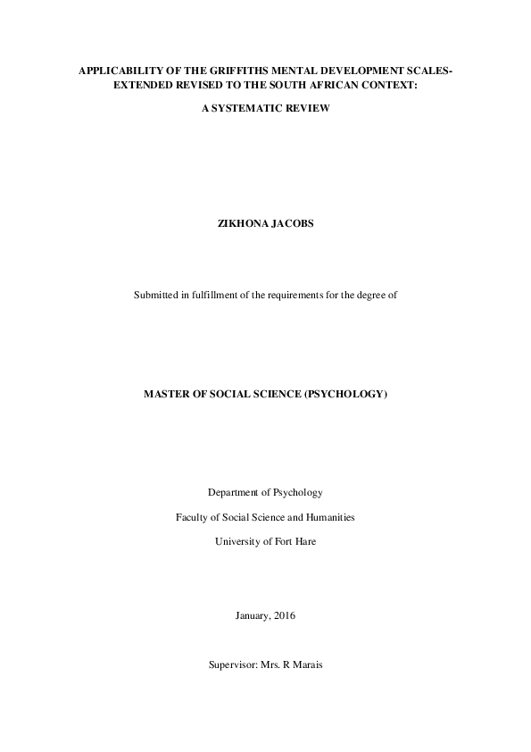 (PDF) Applicability of the Griffiths Mental Development Scales ...