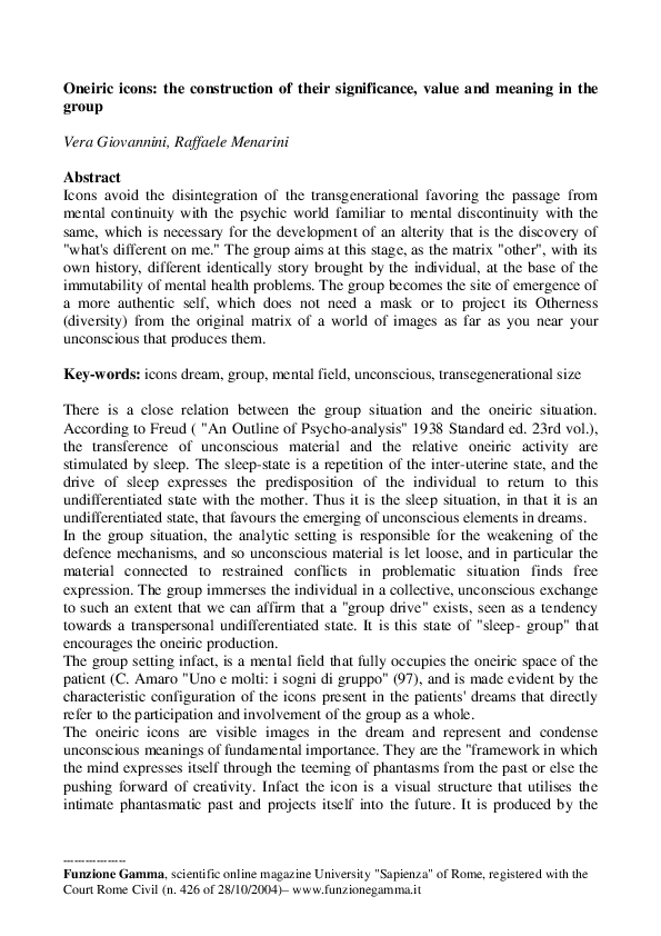 (PDF) Oneiric icons: the construction of their significance, value and ...