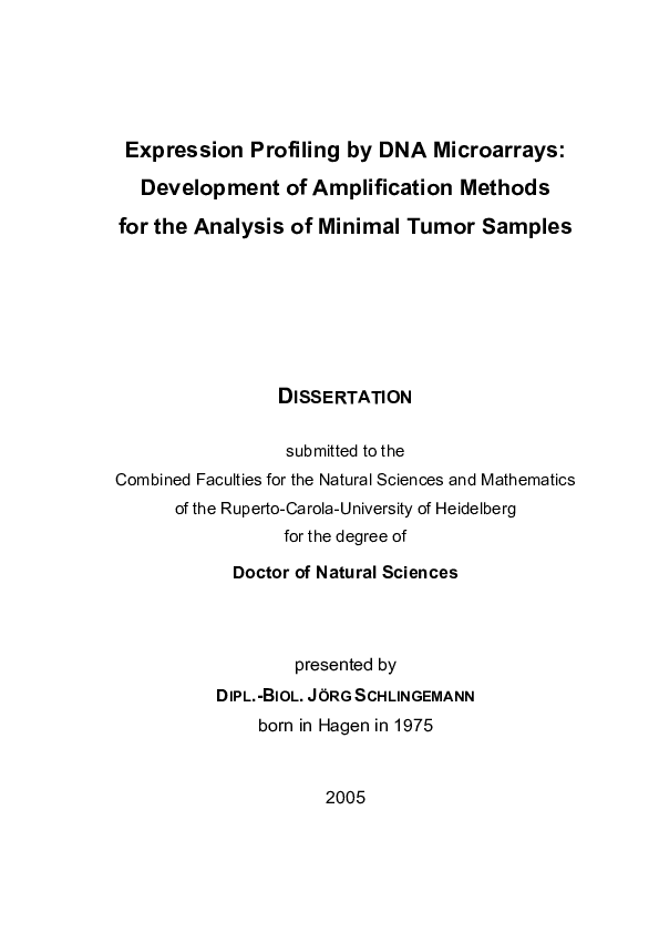 (PDF) Expression Profiling by DNA Microarrays : Development of ...