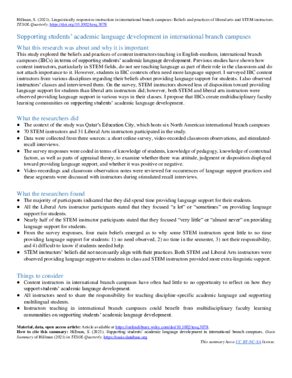 (PDF) Supporting students' academic language development in ...