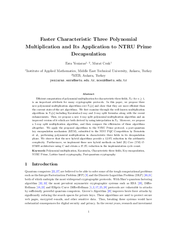 (PDF) Faster Characteristic Three Polynomial Multiplication and Its ...