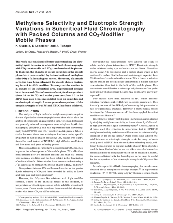 (PDF) Methylene Selectivity and Eluotropic Strength Variations in ...