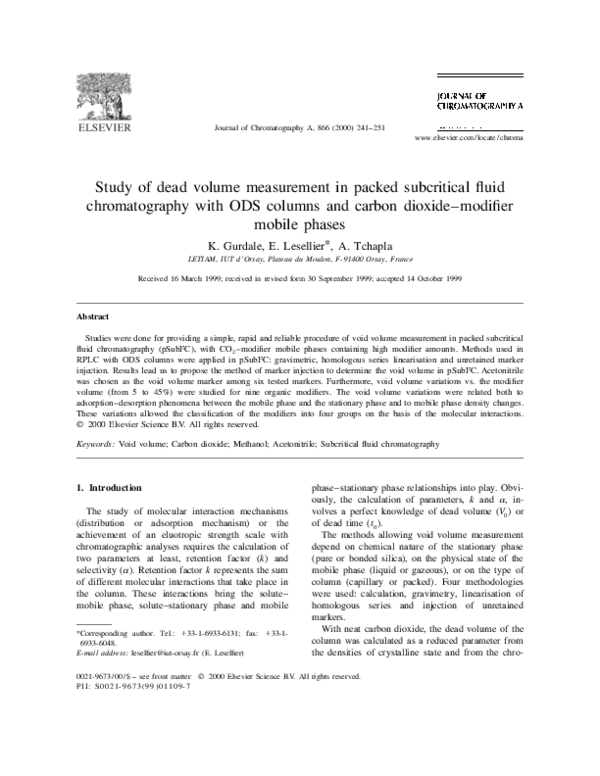 (PDF) Study of dead volume measurement in packed subcritical fluid ...