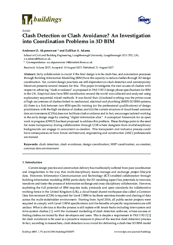 (PDF) Clash Detection or Clash Avoidance? An Investigation into ...
