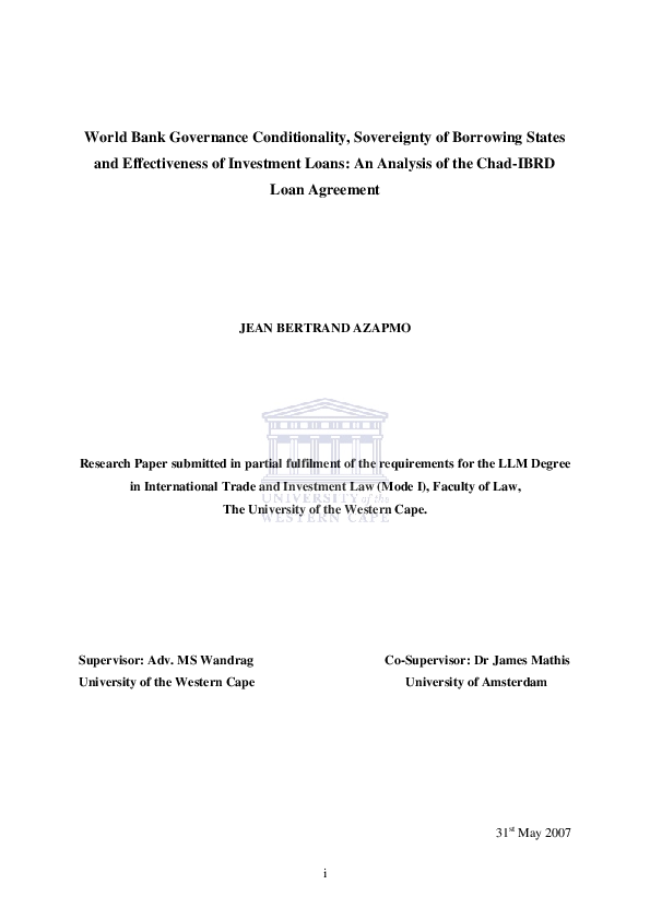(PDF) World Bank governance conditionality, sovereignty of borrowing ...