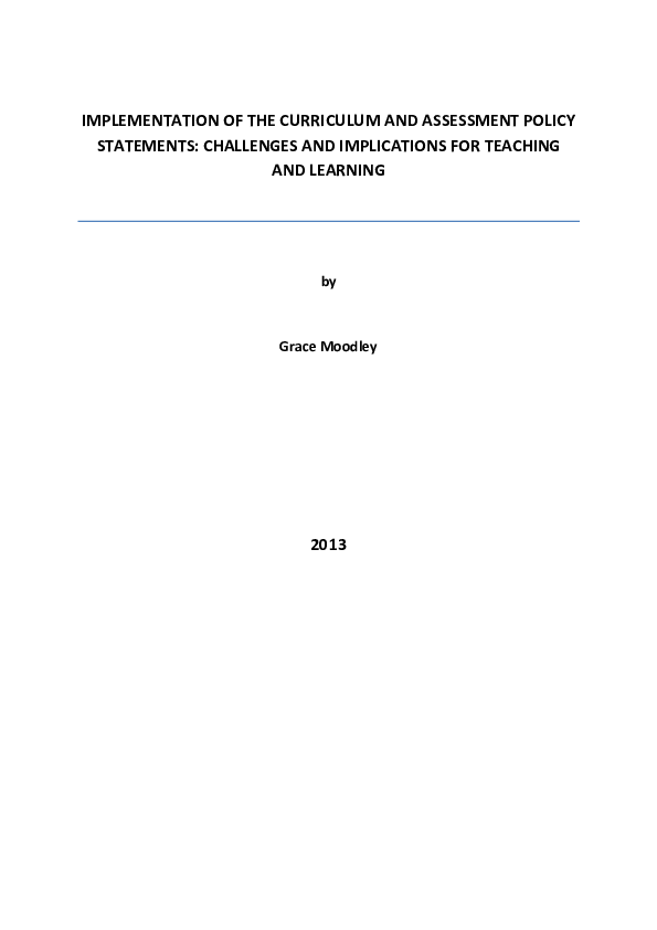 (PDF) Implementation of the Curriculum and Assessment Policy Statements ...