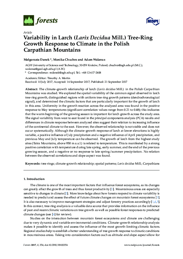 (PDF) Variability in Larch (Larix Decidua Mill.) Tree-Ring Growth ...