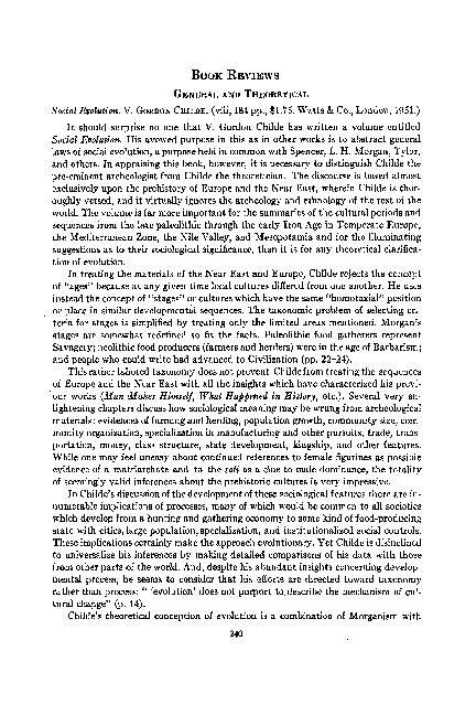 (PDF) General and Theoretical. Social Evolution. V. Gordon Childe