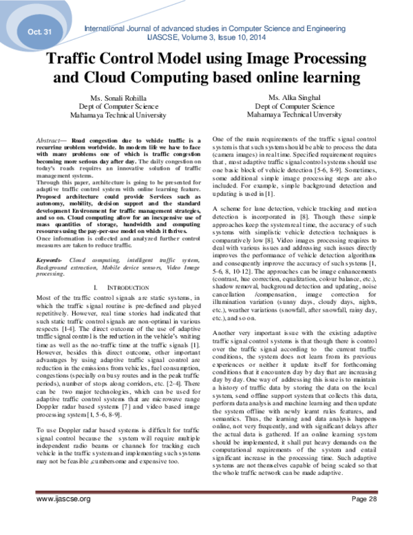 (PDF) Traffic Control Model using Image Processing and Cloud Computing ...