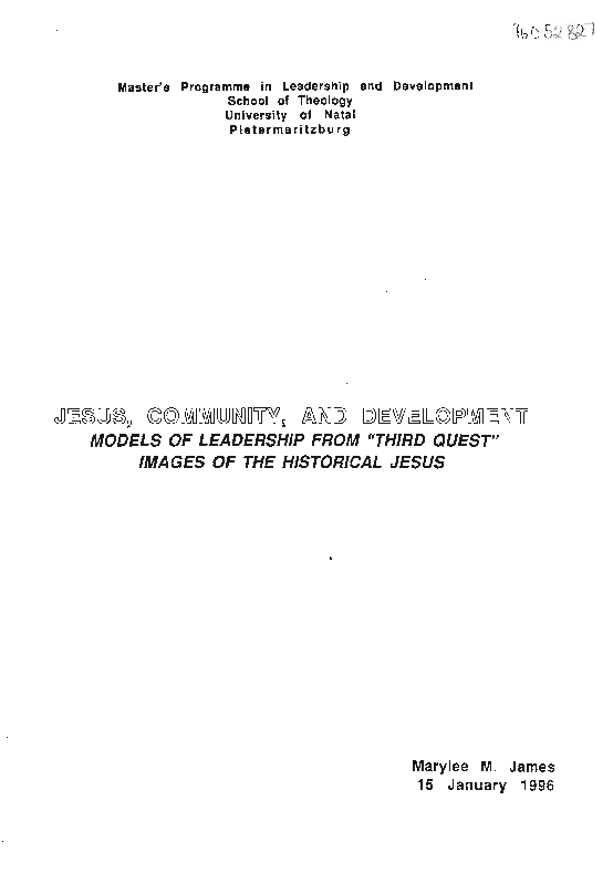 (PDF) Jesus, community, and development : models of leadership from ...