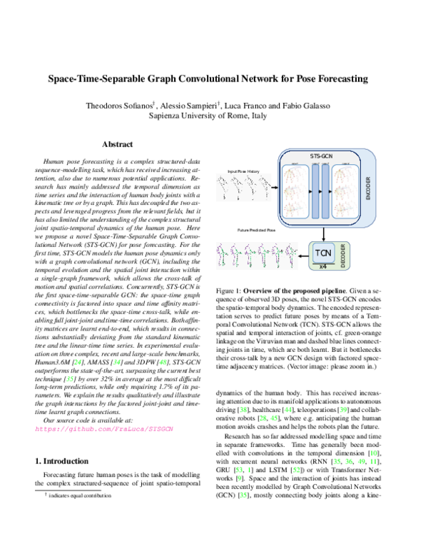 Pdf Space Time Separable Graph Convolutional Network For Pose Forecasting