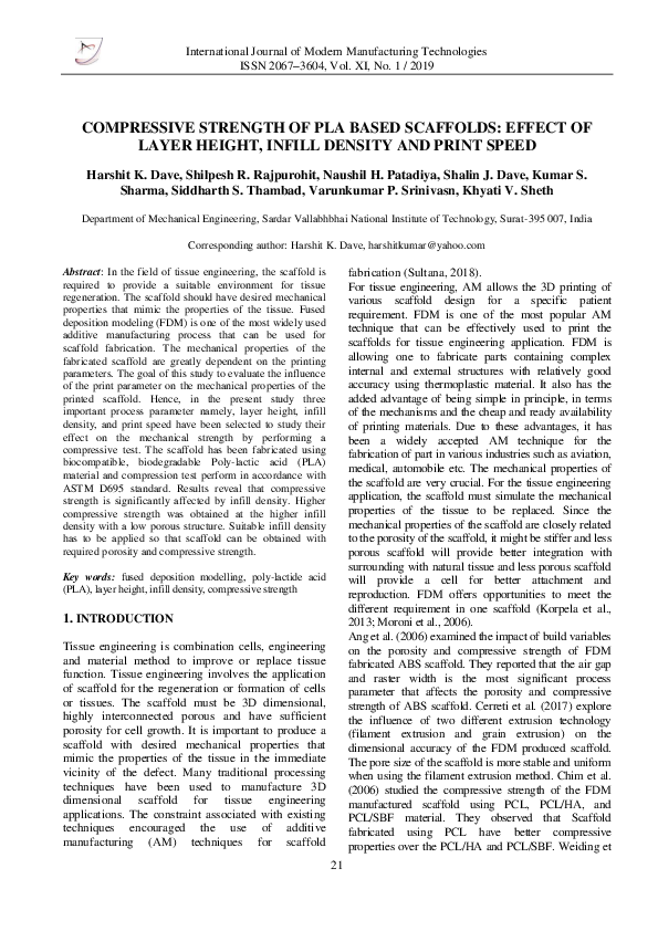 (PDF) Compressive Strength of Pla Based Scaffolds: Effect of Layer ...