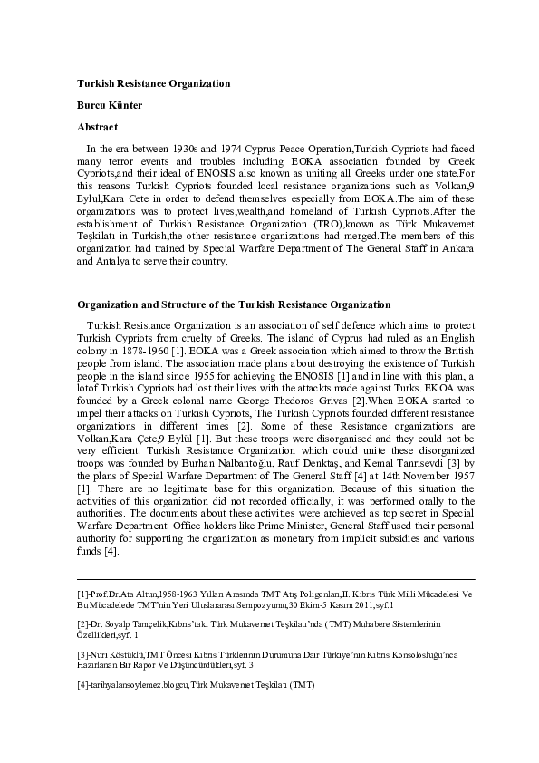 (DOC) Turkish Resistance Organization (Türk Mukavemet Teşkilatı)