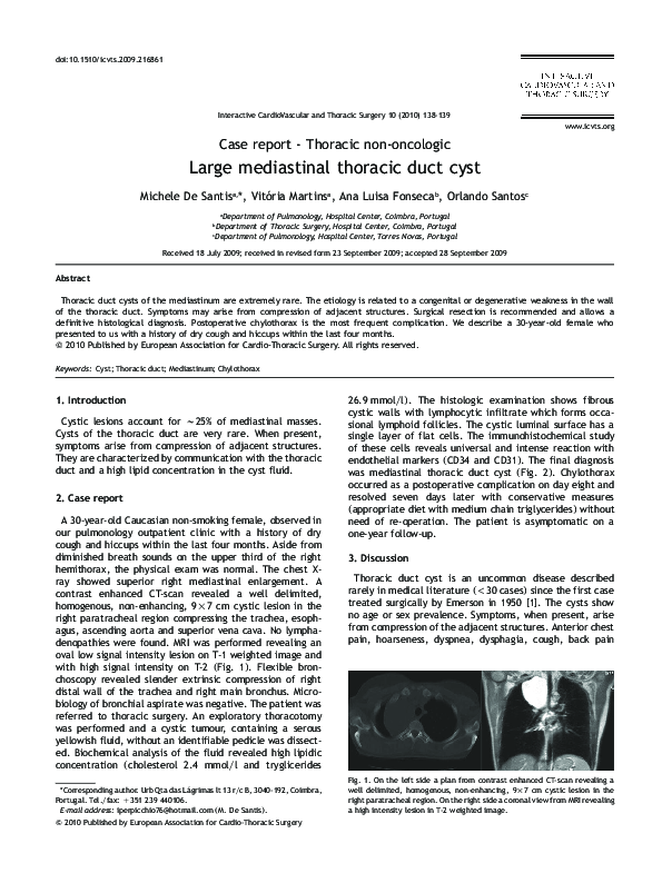 (PDF) Large mediastinal thoracic duct cyst