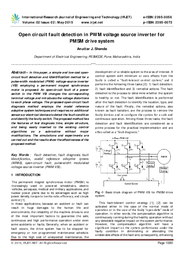Pdf Open Circuit Fault Detection In Pwm Voltage Source Inverter For 8520