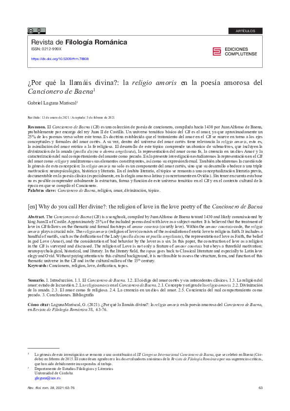 (PDF) ¿Por qué la llamáis divina?: la religio amoris en la poesía ...