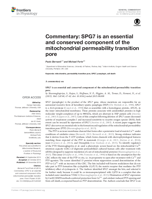 (PDF) Commentary: SPG7 is an essential and conserved component of the ...
