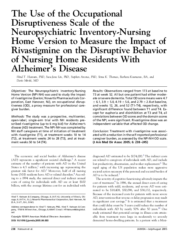 (PDF) The use of the occupational disruptiveness scale of the ...
