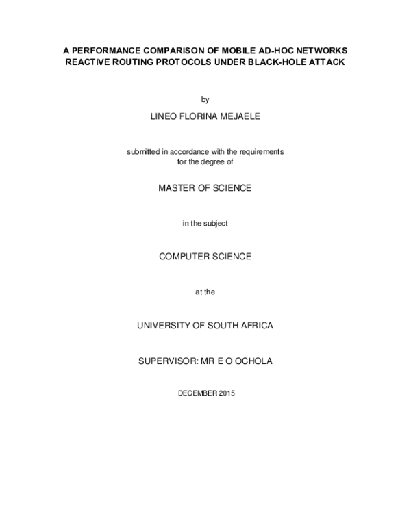 Pdf A Performance Comparison Of Mobile Ad Hoc Networks Reactive