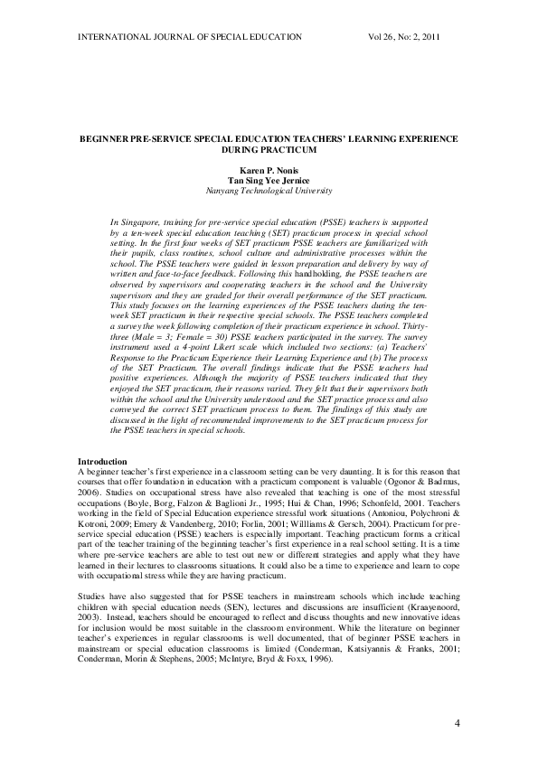 (PDF) Beginner Pre-Service Special Education Teachers' Learning ...