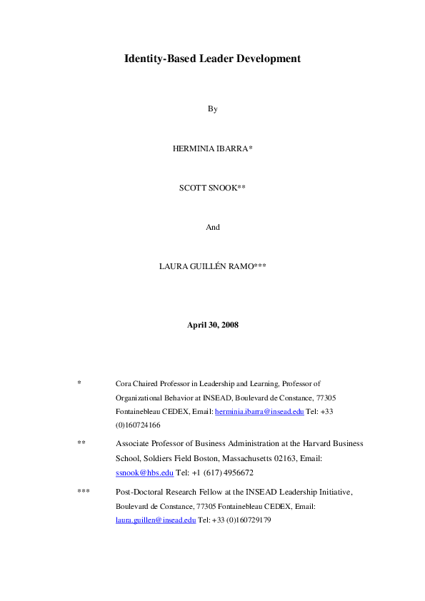 (PDF) Identity-Based Leader Development