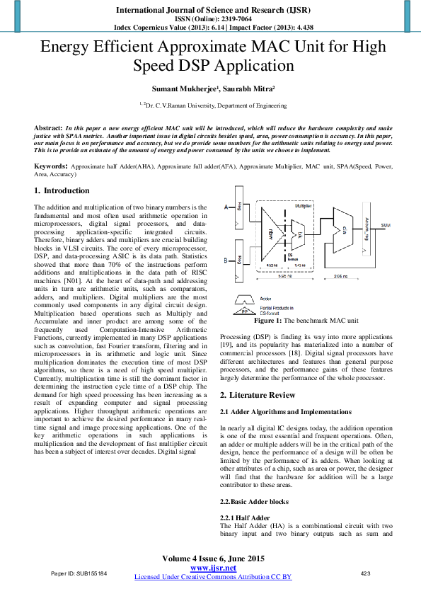 Pdf Energy Efficient Approximate Mac Unit For High Speed Dsp Application Saurabh Mitra