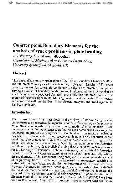 (PDF) Quarter point boundary elements for the analysis of crack ...