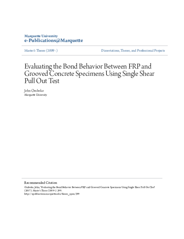 (PDF) Evaluating the Bond Behavior Between FRP and Grooved Concrete ...