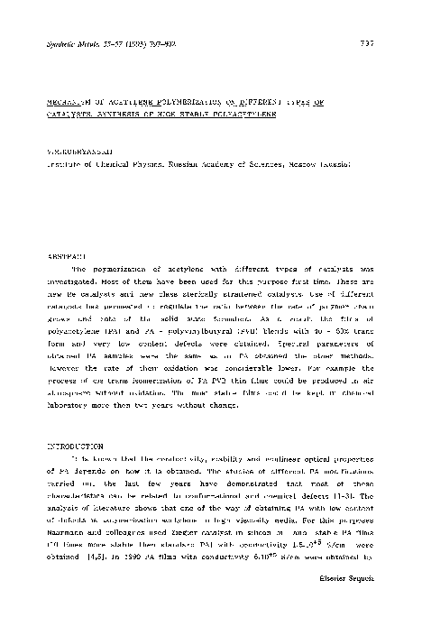 (PDF) Mechanism of acetylene polymerization on different types of ...