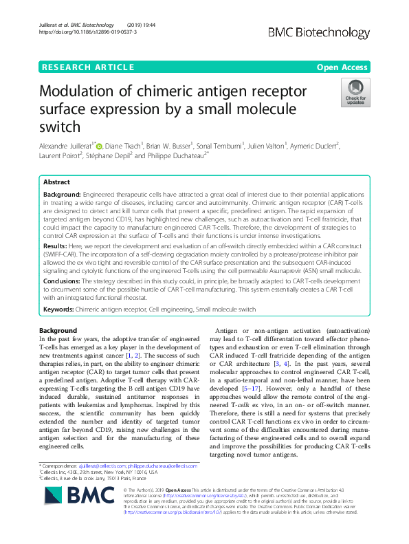 (PDF) Modulation of chimeric antigen receptor surface expression by a ...