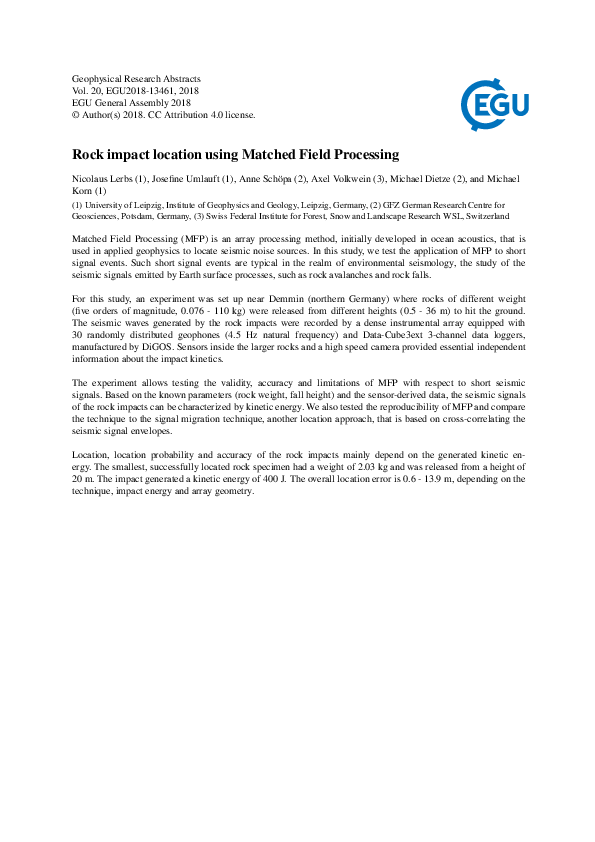 (PDF) Rock impact location using Matched Field Processing