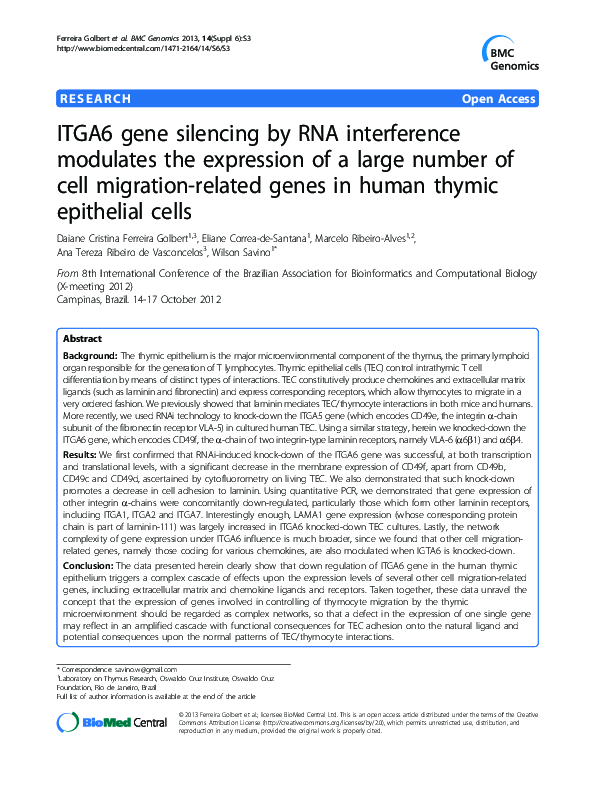 (PDF) ITGA6 gene silencing by RNA interference modulates the expression ...