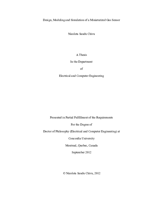 (PDF) Design, Modeling and Simulation of a Miniaturized Gas Sensor