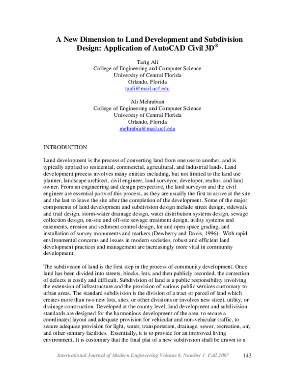 (PDF) A New Dimension to Land Development and Subdivision Design ...