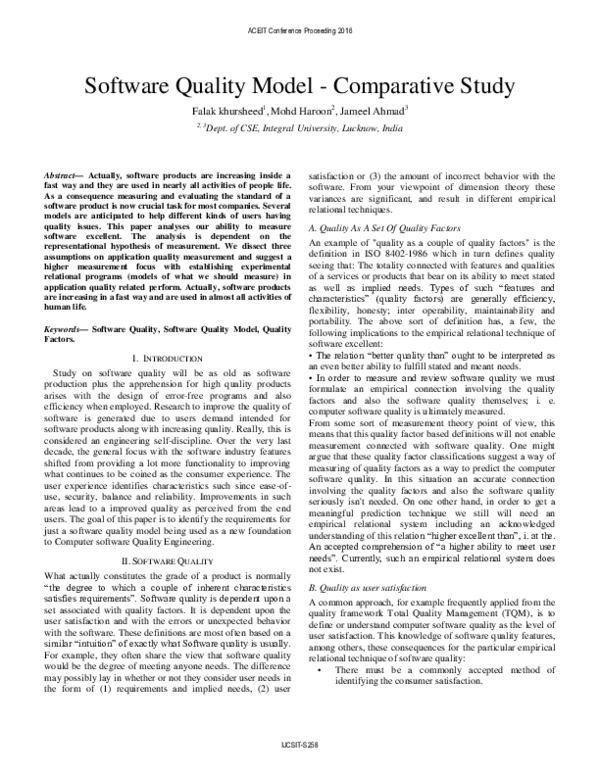 (PDF) Software Quality Model-Comparative Study