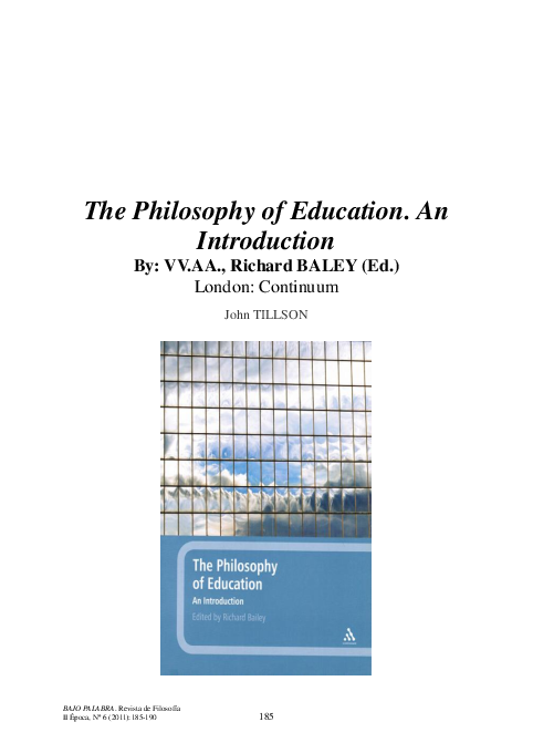 (PDF) The philosophy of education: an introduction