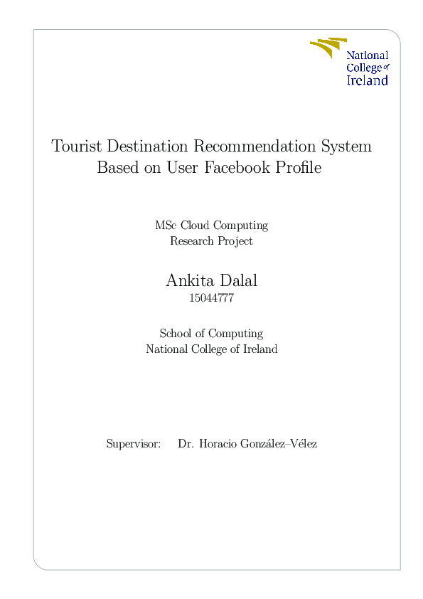 (PDF) Tourist Destination Recommendation System Based on User Facebook ...