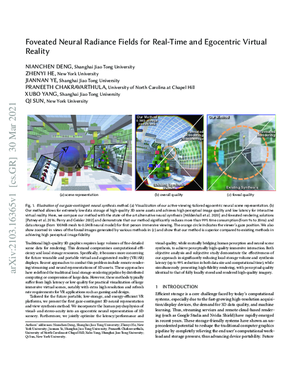 (PDF) Foveated Neural Radiance Fields for Real-Time and Egocentric Virtual Reality