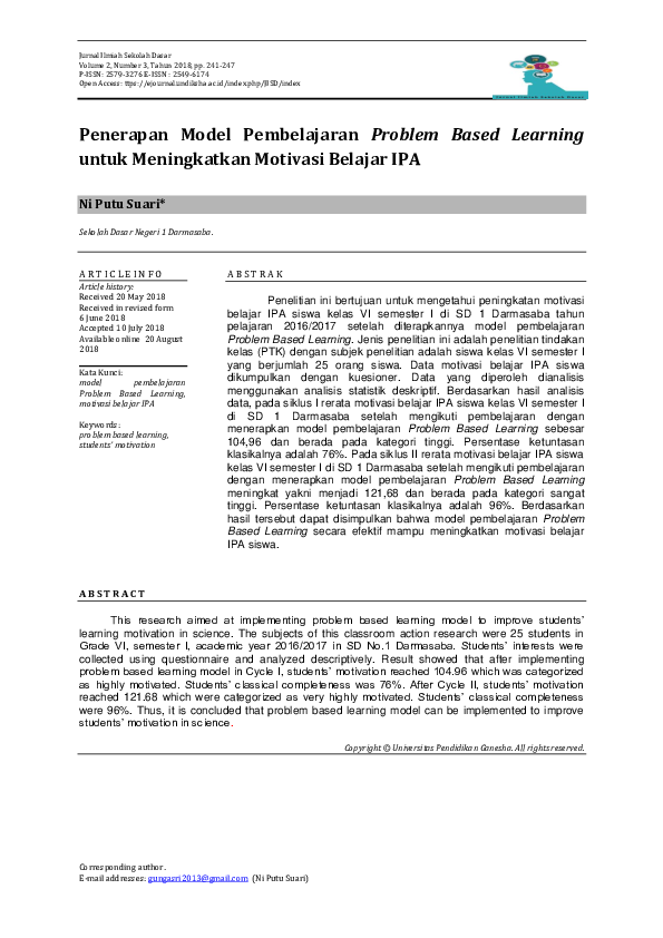 (PDF) Penerapan Model Pembelajaran Problem Based Learning (Pbl) Disertai Media Cd Interaktif ...