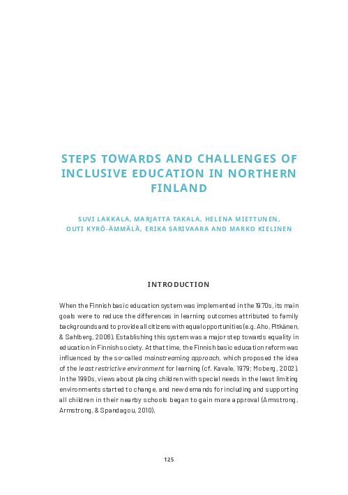 (PDF) Steps towards and challenges of inclusive education in Northern ...