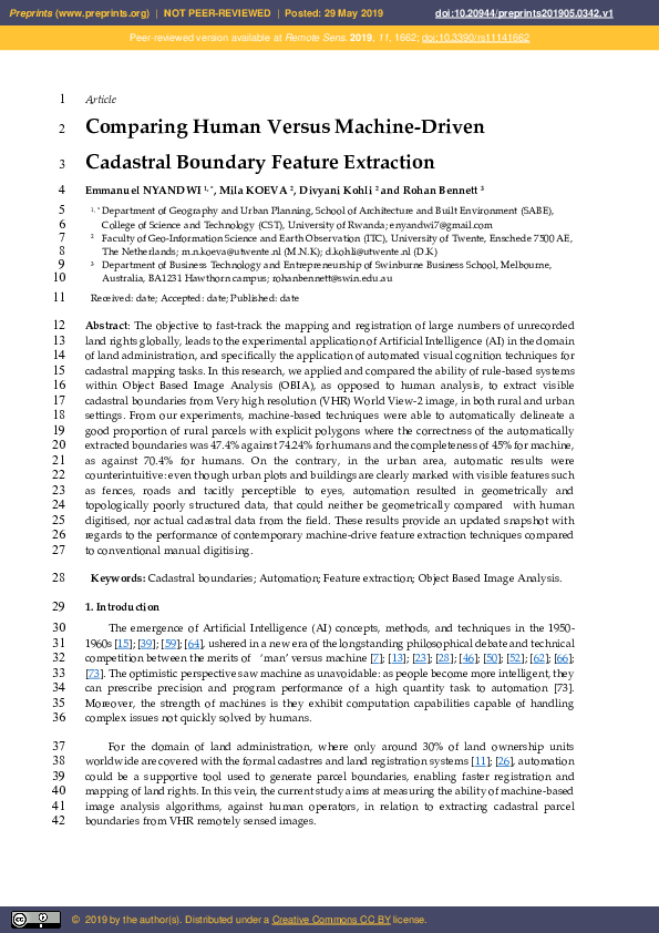 (PDF) 1 Comparing Human Versus Machine-Driven 2 Cadastral Boundary ...