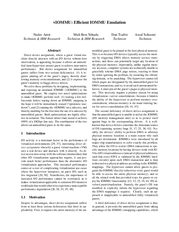(PDF) vIOMMU: efficient IOMMU emulation