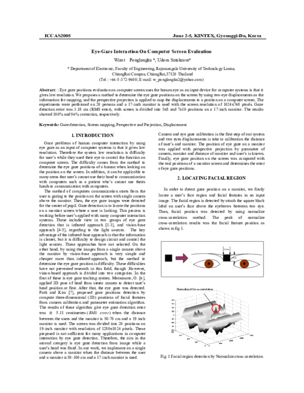 Pdf Eye Gaze Interaction On Computer Screen Evaluation