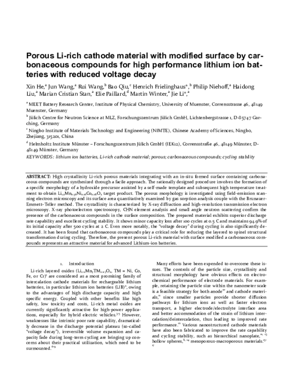 (PDF) Porous Li-rich cathode material with modified surface by ...