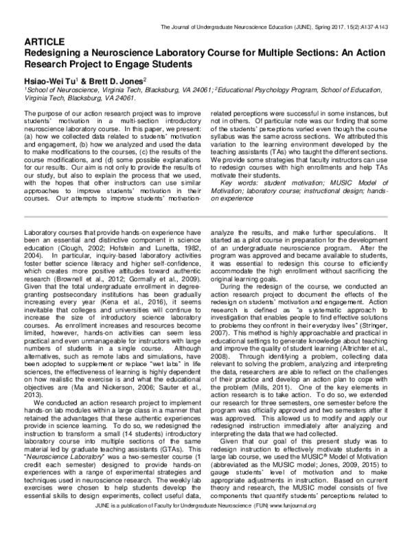 (PDF) Redesigning a Neuroscience Laboratory Course for Multiple ...